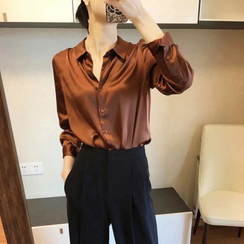 Promo Velove Kemeja Wanita Kekinian Korea Satin Velvet Size Fit Toxl ...