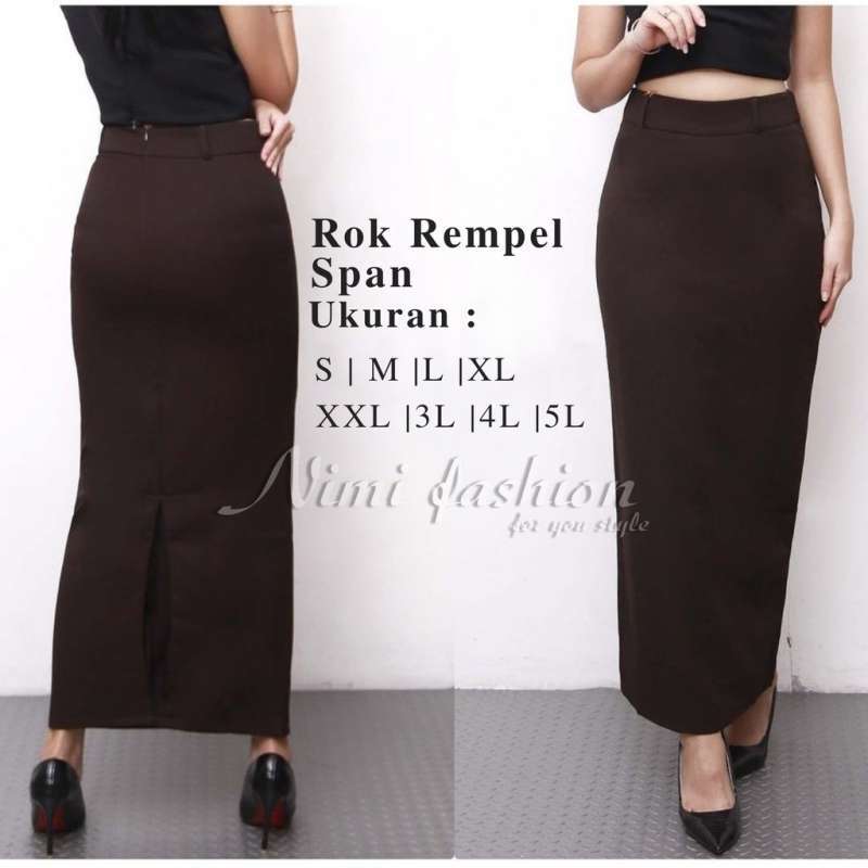 Promo Nimi - Rok Kerja Wanita Panjang Span Rempel Belakang Rok Hitam ...