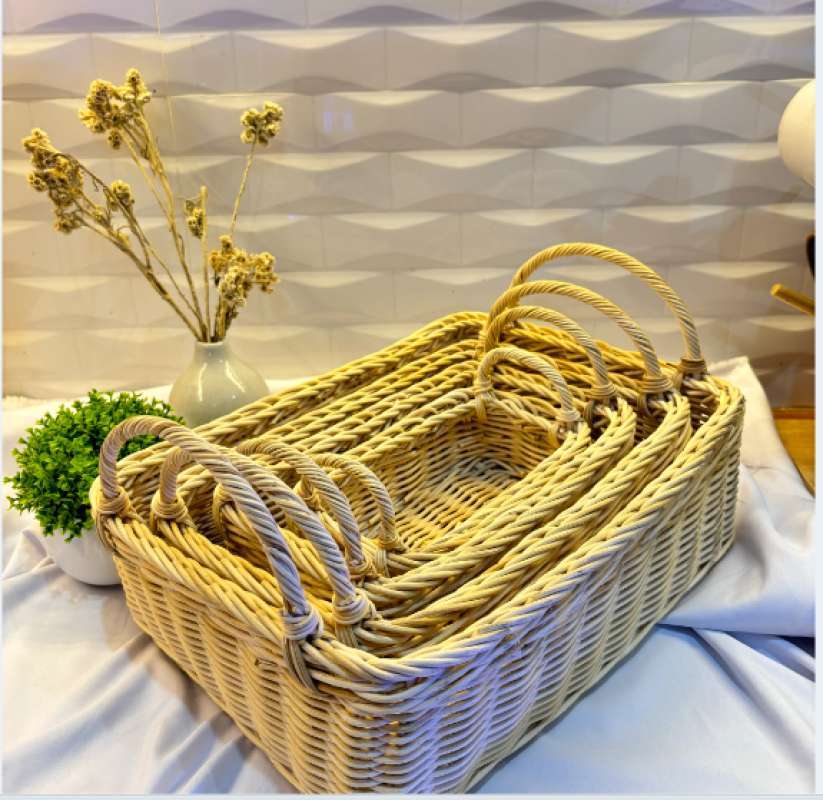 Jual Keranjang Storage Box Multifungsi Anyaman Rotan Rattan Persegi ...