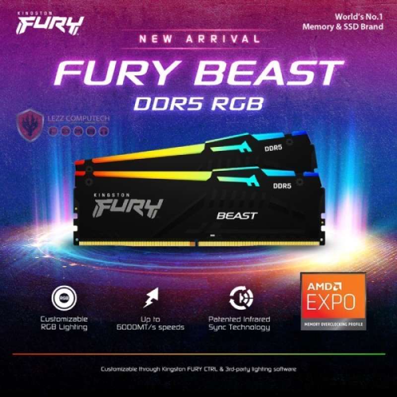 Promo Kingston Fury Beast Rgb Expo Ddr5 32gb 2x16 5600mhz Kf556c36bbeak2-32 Diskon 23% Di Seller ...