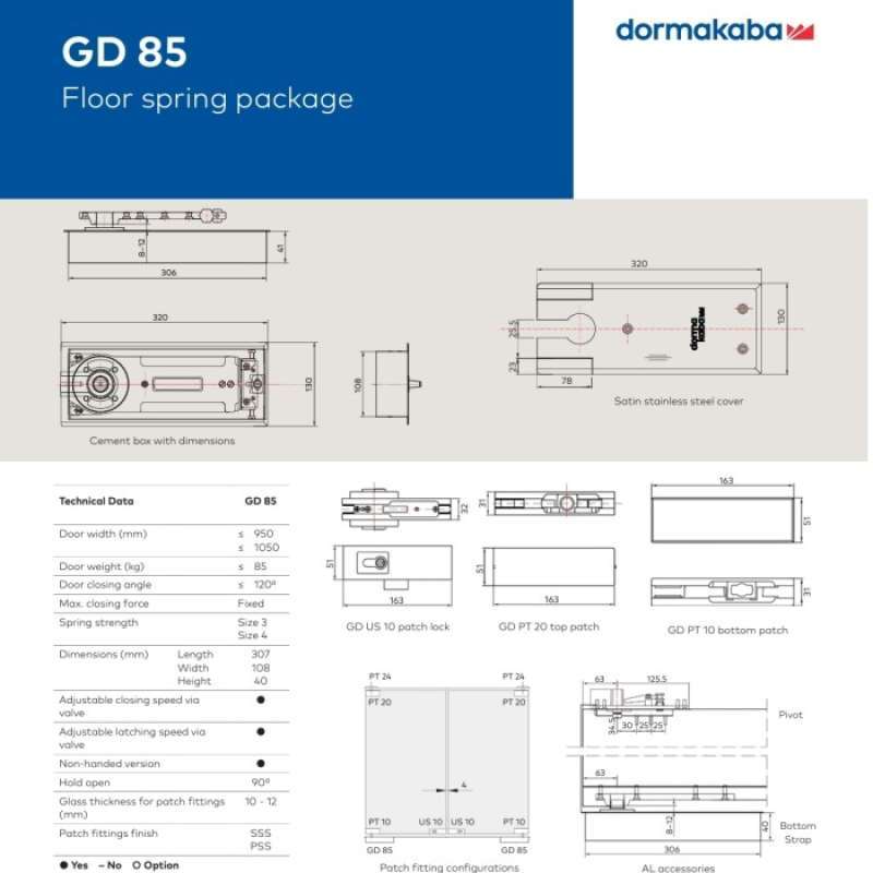 Promo Paket Floor Hinge Dormakaba/dorma/dorma Kaba Gd 85 (pengganti Bts ...