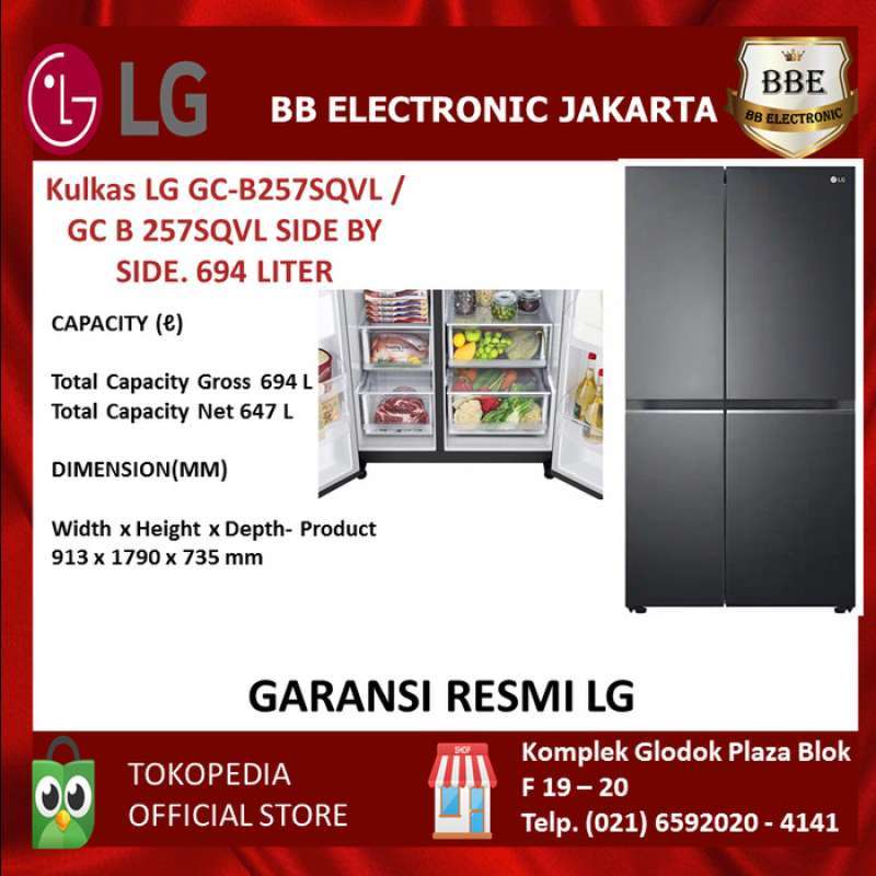 Promo Kulkas Lg Gc-b257sqvl / Gc B 257sqvl Side By Side. 694 Liter Diskon 23% Di Seller ...