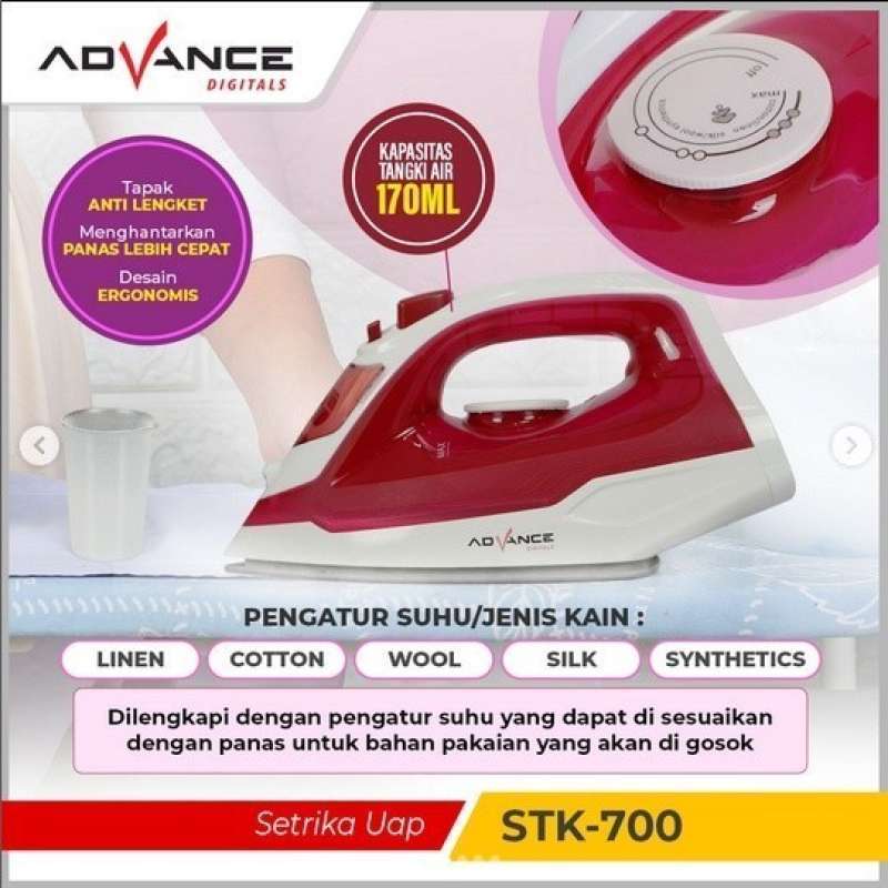 Promo Setrika Uap Advance Stk 700 Cocok Utk Semua Jenis Kain - Biru ...