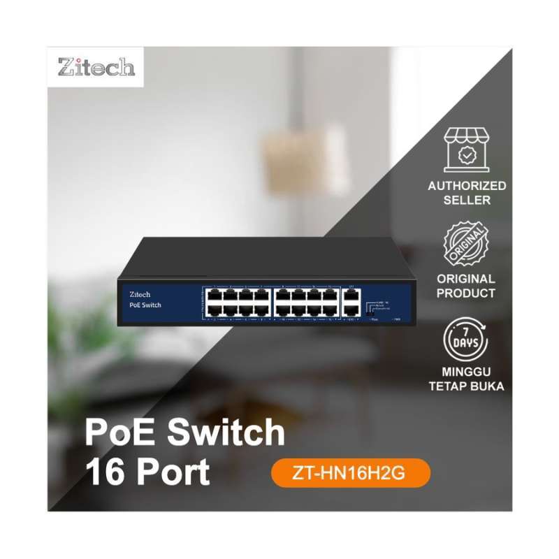 Promo Zitech Poe Switch Zt-hn16h2g-200 16 Port 10/100mbps Dengan 2 Port ...