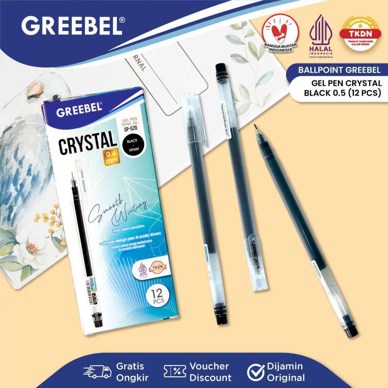 Promo Greebel Pulpen Ballpen / Crystal 0.5 Gp-520 (12pcs/set) / Ballpoint Bolpen Bolpoin Pena ...