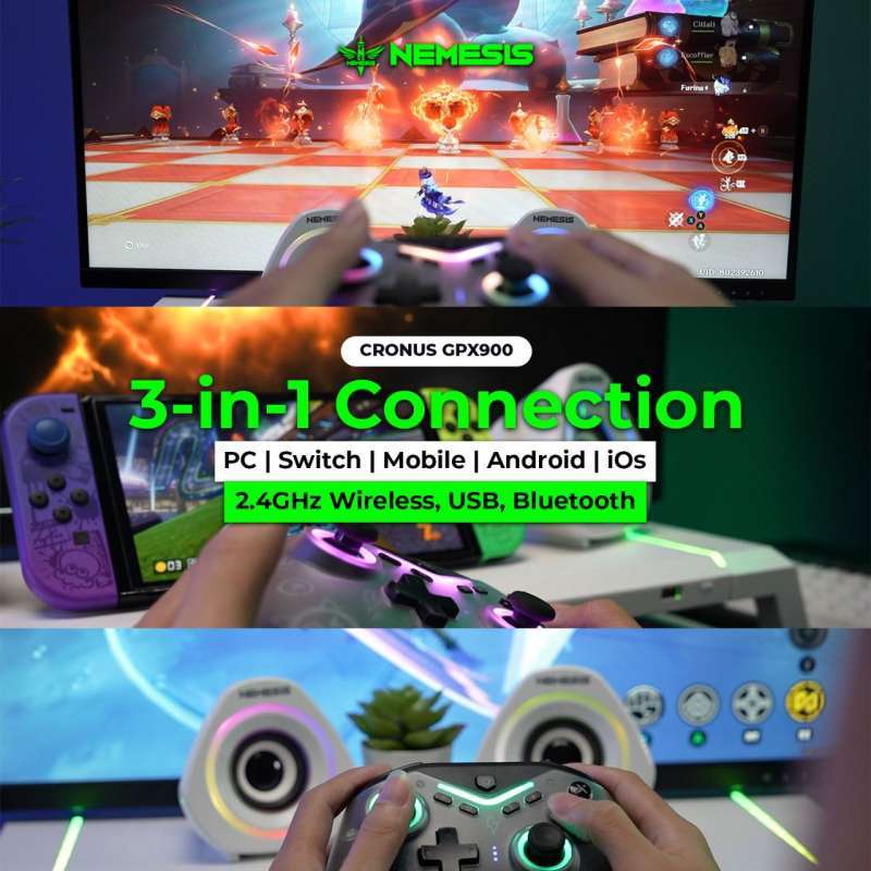 Promo Nyk Nemesis Cronus Gpx900 Gpx-900 Rgb Led Wireless Gamepad 3in1 ...
