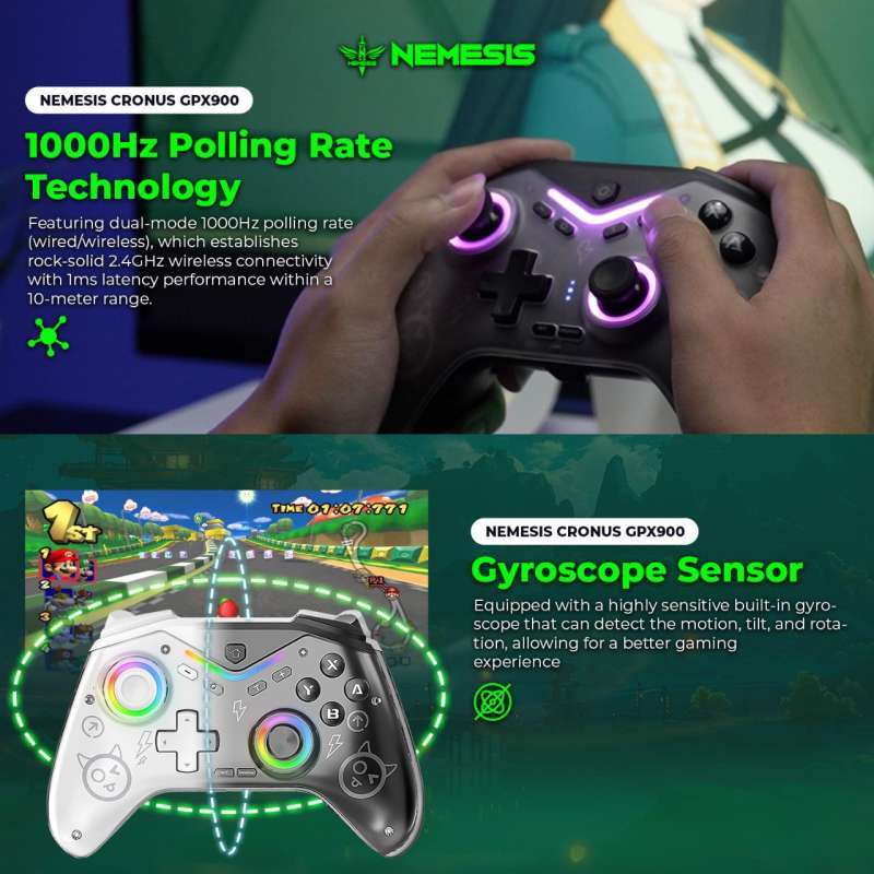 Promo Nyk Nemesis Cronus Gpx900 Gpx-900 Rgb Led Wireless Gamepad 3in1 ...