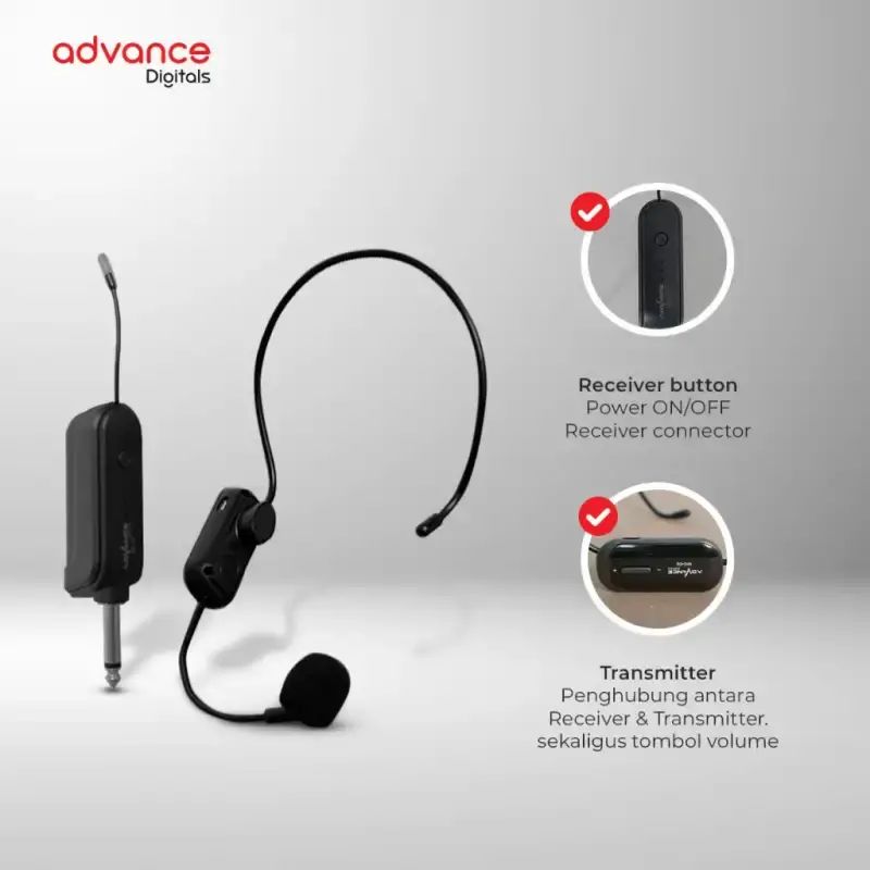 Promo Advance Mic-d2 Wireless Microphone Headset D-2 Microphone Bando ...
