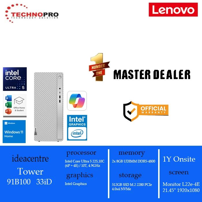 Jual Lenovo Ideacentre Tower 17ias10 33id || Intel Core Ultra 5 225 ...