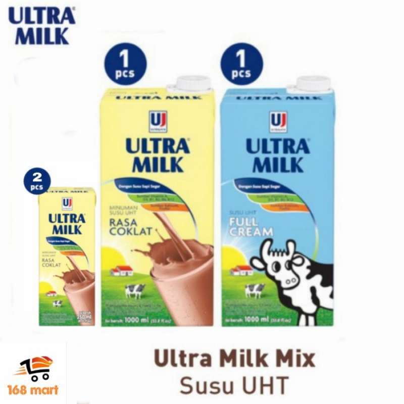 Promo Ultra Milk Susu UHT 2 Pcs Cokelat 250ml + Mix Full Cream & Cokelat 1L Diskon 2% di Seller ...