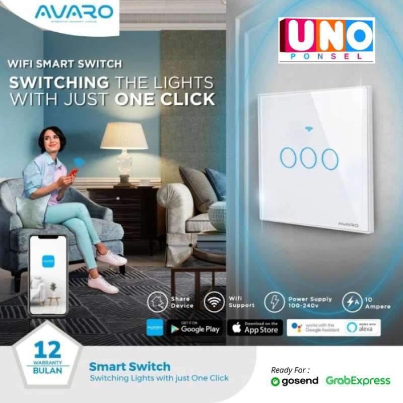 Promo AVARO Smart Switch Wifi GANG Wireless Saklar - 1 GANG Diskon 23% ...