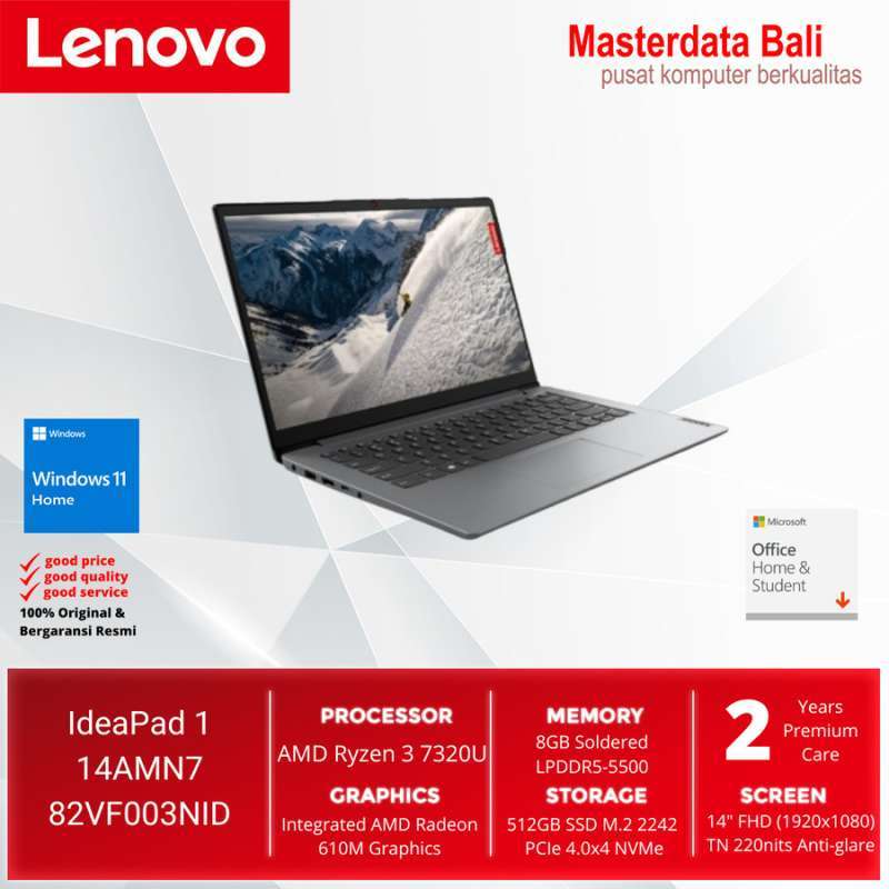 Jual LAPTOP LENOVO IP1 14AMN7 R3 UMA Cloud Grey 82VF003NID Cloud Grey ...
