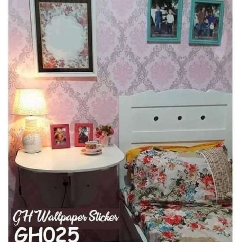 Jual Wallpaper Stiker Batik Silver Pink Wallpaper Dinding 3D Sticker di ...