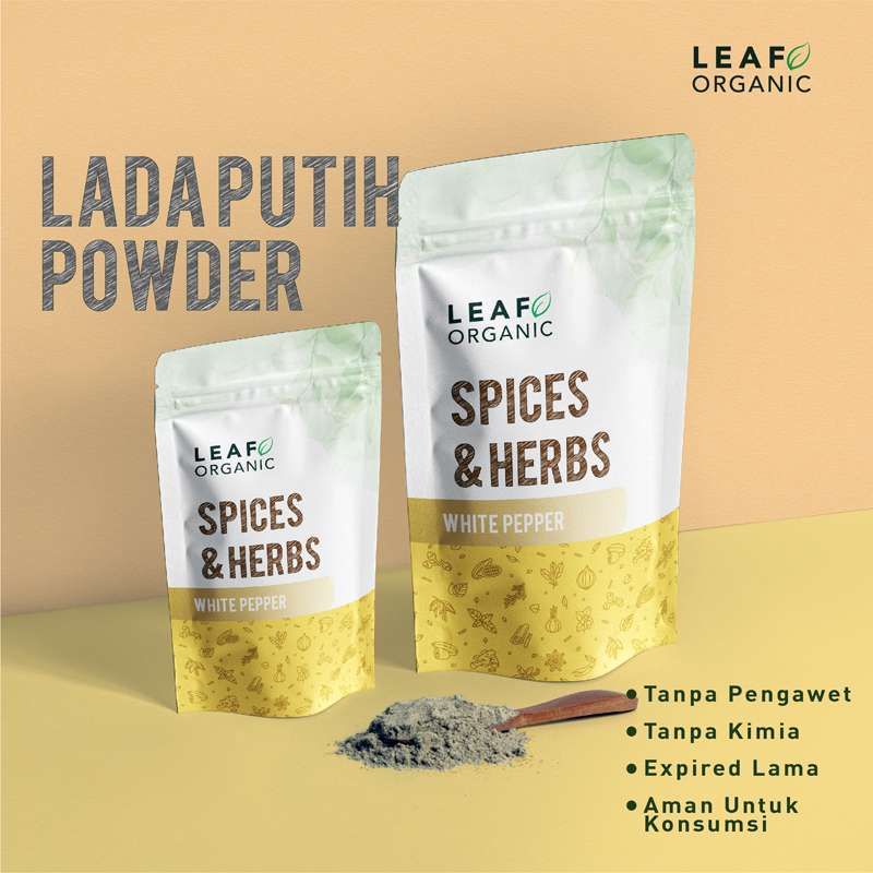 Jual Lada Putih Bubuk LEAF ORGANIC Premium White Pepper Powder Murni ...