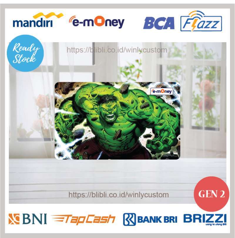 Jual Custom Kartu E-money Design Anime Hulk Hijau Emoney Flazz Brizzi ...