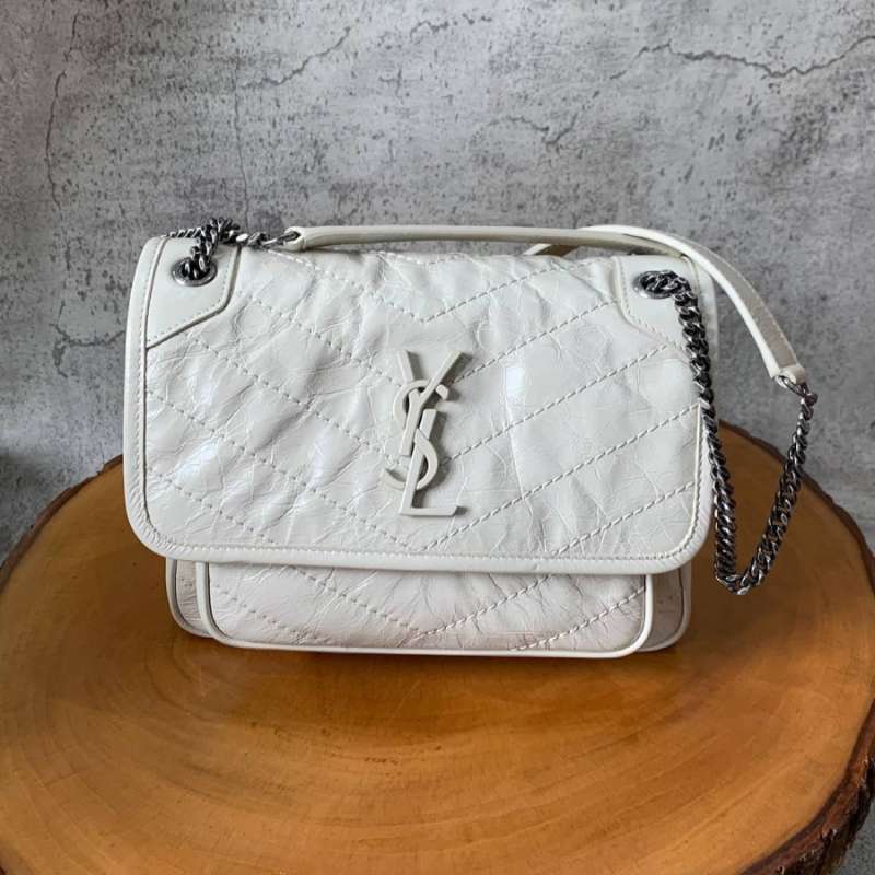 Jual Yves Saint Laurent Niki Baby Crinkled Leather In Blanc Vintage Di Seller Brandluxid ...