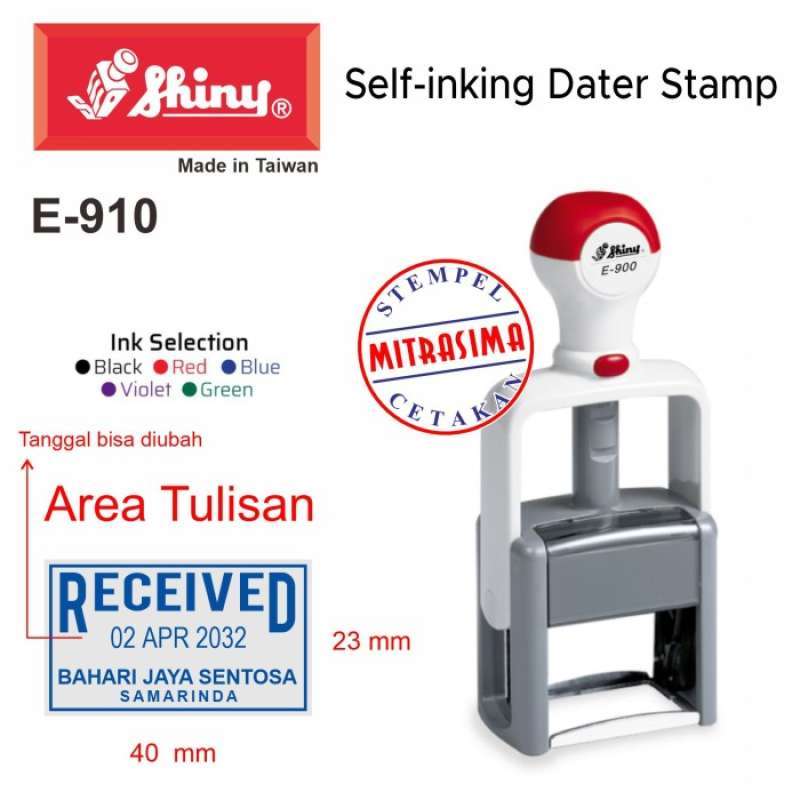 Jual Stempel Shiny E-910 ( Shiny Essential persegi dengan tanggal E910 ...