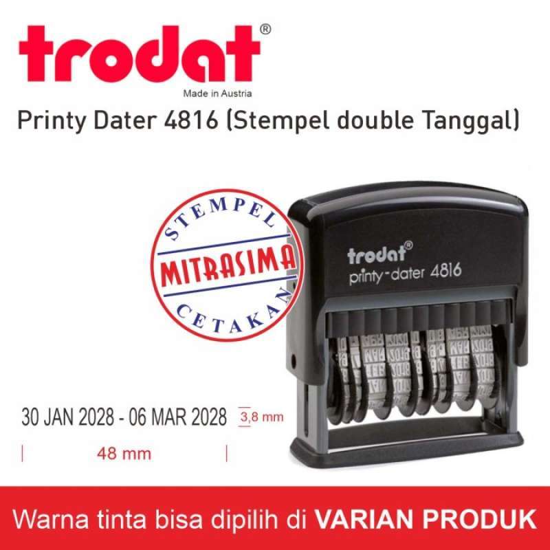 Jual Stempel Trodat 4816 ( Printy dater - Stempel double tanggal ) - Hitam di Seller Mitrasima ...