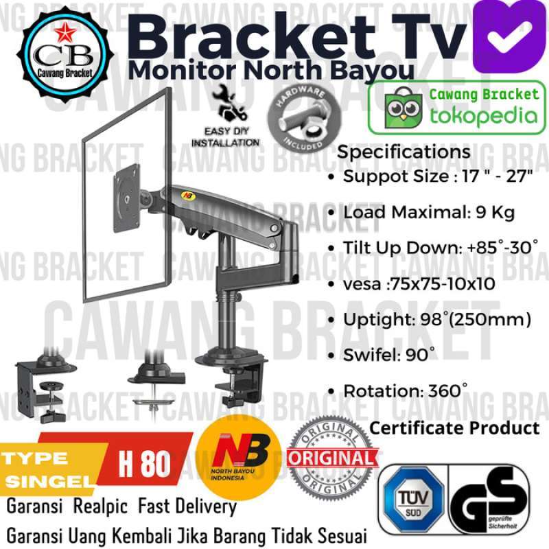 Promo Bracket Monitor 22-32 North Bayou Nb-H180 Dual Screen Gas Spring ...