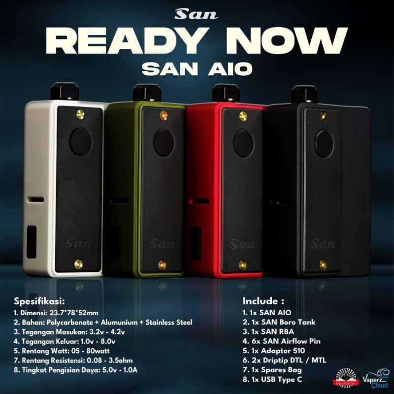 Jual San Aio 80w Aio Boro Kit Device By Vaperzcloud X Gerobak Vapor ...