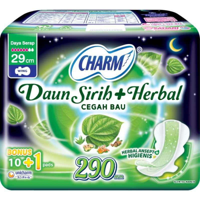 Promo Charm Daun Sirih + Herbal Wing 29 cm [10+1 Pads] Diskon 7% di ...