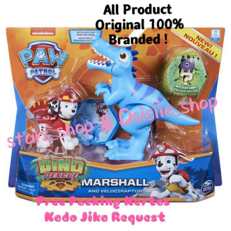 Promo Paw Patrol Dino Rescue Marshall And Velociraptor Original ...