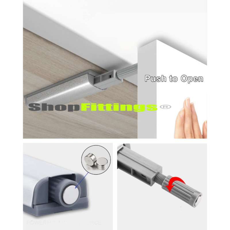 Jual Catches Bulat Plastik Besi Abu Or Wing Plus Magnet Push Open Pintu ...