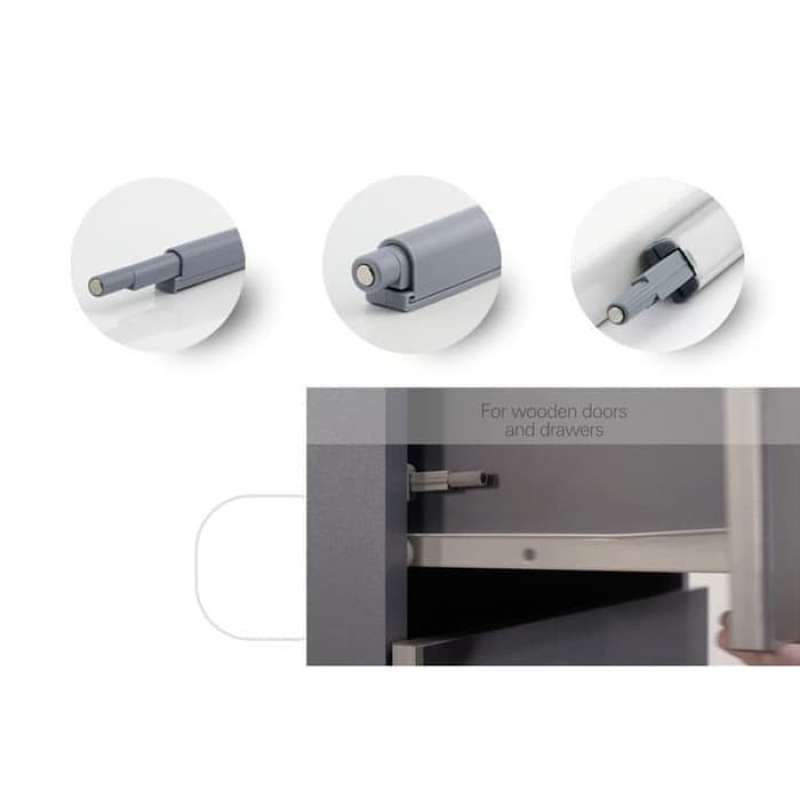 Jual Catches Bulat Plastik Besi Abu Or Wing Plus Magnet Push Open Pintu ...