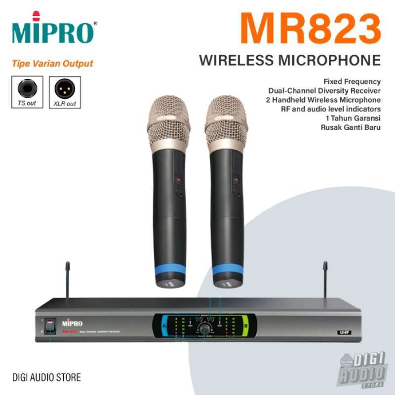 Jual Microphone Wireless Isi 2 Mic Mipro Mr823 Mh80 Mikrofon Genggam Mr 823 Di Seller Digi Audio ...