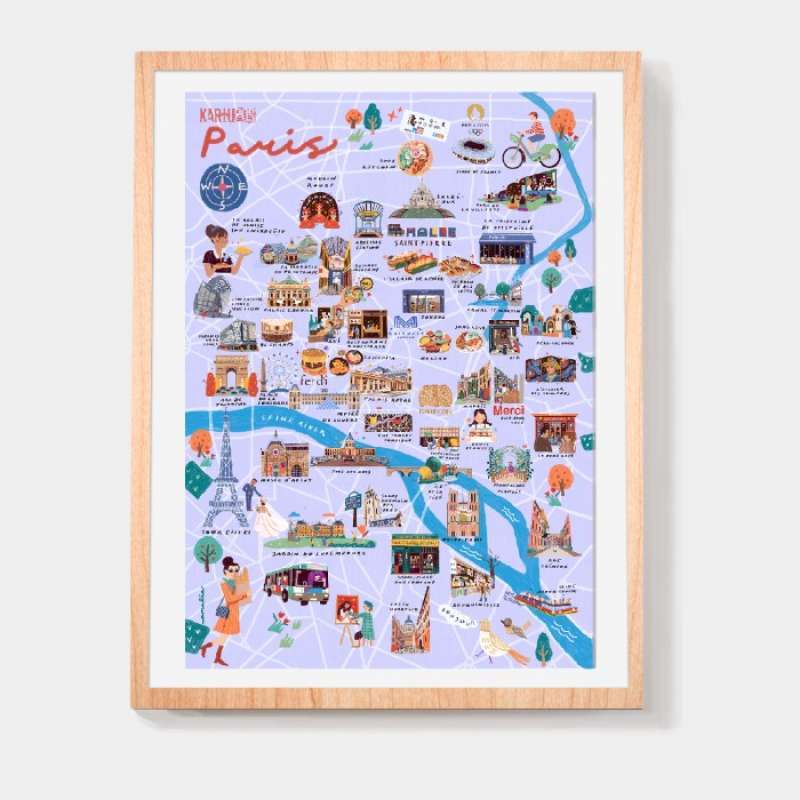 Promo pasarkartupos Paris map A3 poster Diskon 29% di Seller Rinada ...
