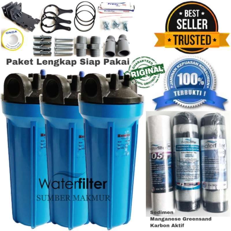Promo Paket Filter Air Sumur Housing Blue SM Zat Besi Tinggi ...