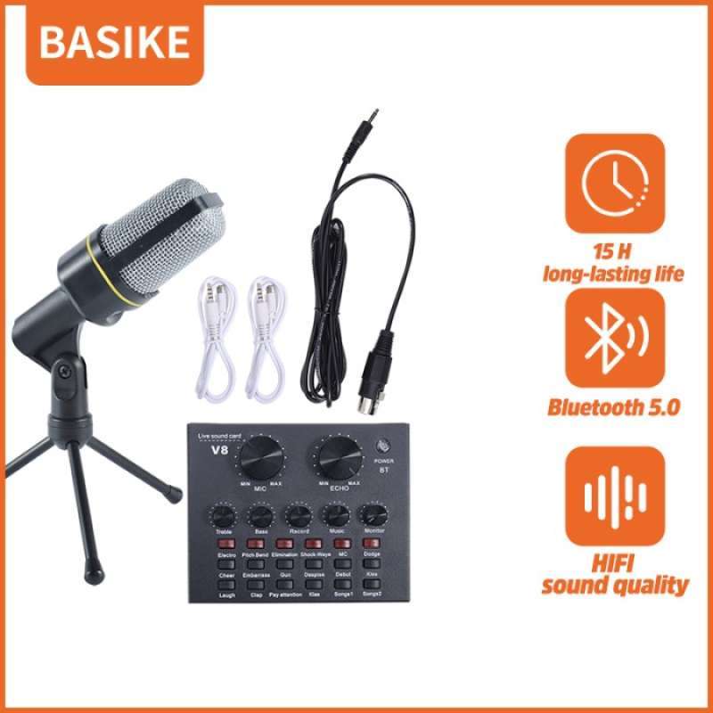 Promo Sound card V8 Mixer Bluetooth Soundcard V8 audio+mikrofon stand ...