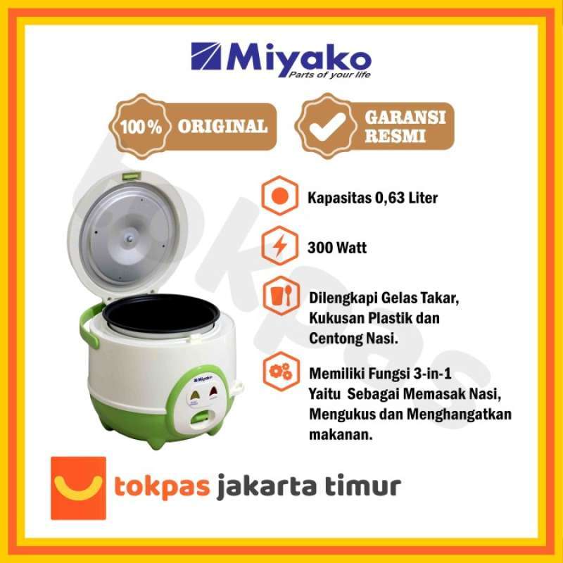 Promo Magic Com Nasi 063 Liter Rice Cooker Miyako MCM 606 ABGS - Hijau ...