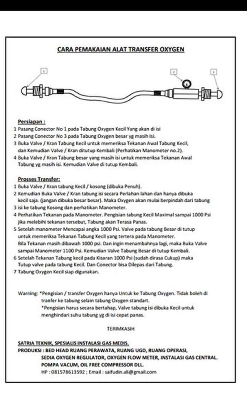 Promo Alat Transfer Oksigen Dari Tabung Besar Ke Tabung Kecil ...