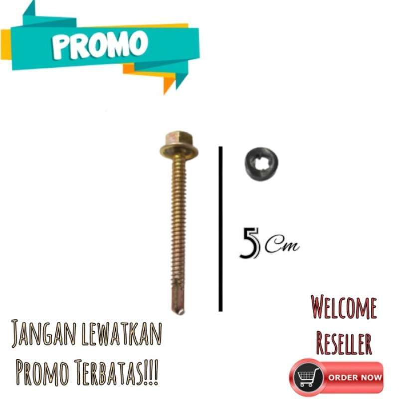Promo Baut Sekrup Skrup Roofing Baja Ringan 12x50 12 x 50 5cm Diskon 33 ...