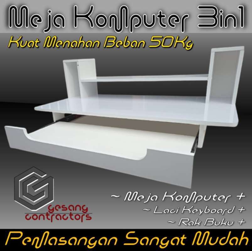 Promo Meja Komputer + Laci Keyboard + Rak Buku | Varian Warna Dan ...
