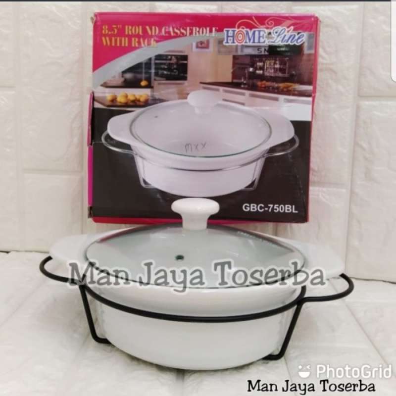 Promo Prasmanan Homeline Bulat Keramik Tutup Kaca / Wadah Saji Diskon ...