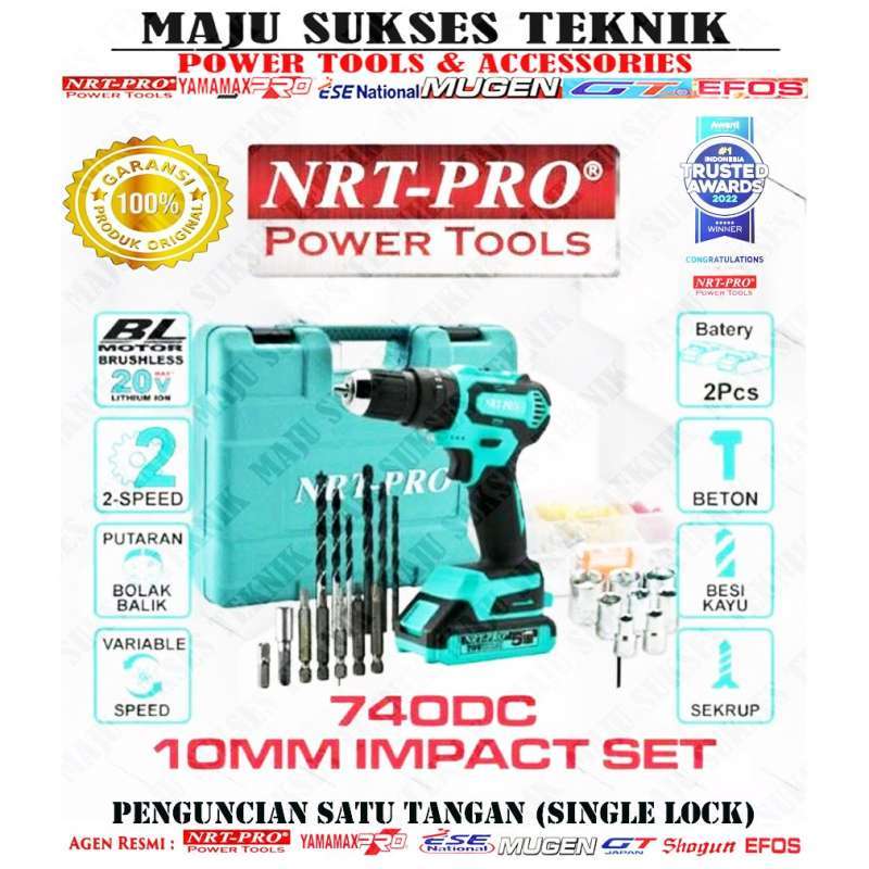 Jual NRT PRO 740 DC Mesin Bor Cordless Impact Drill 10MM 20V Bor ...