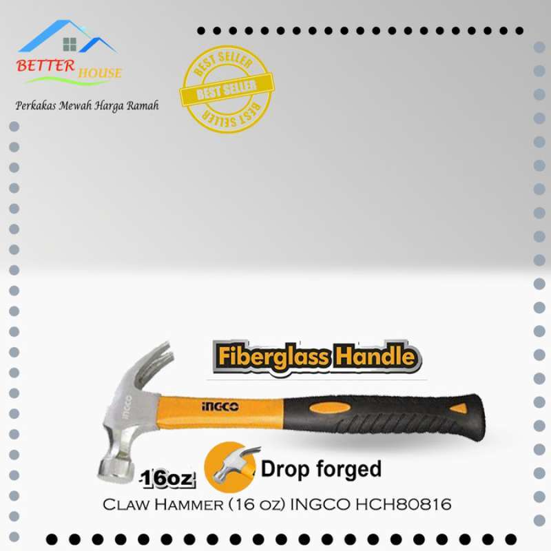 Promo Palu Kambing Martil Besi 450 Gram Claw Hammer (16 oz) INGCO ...