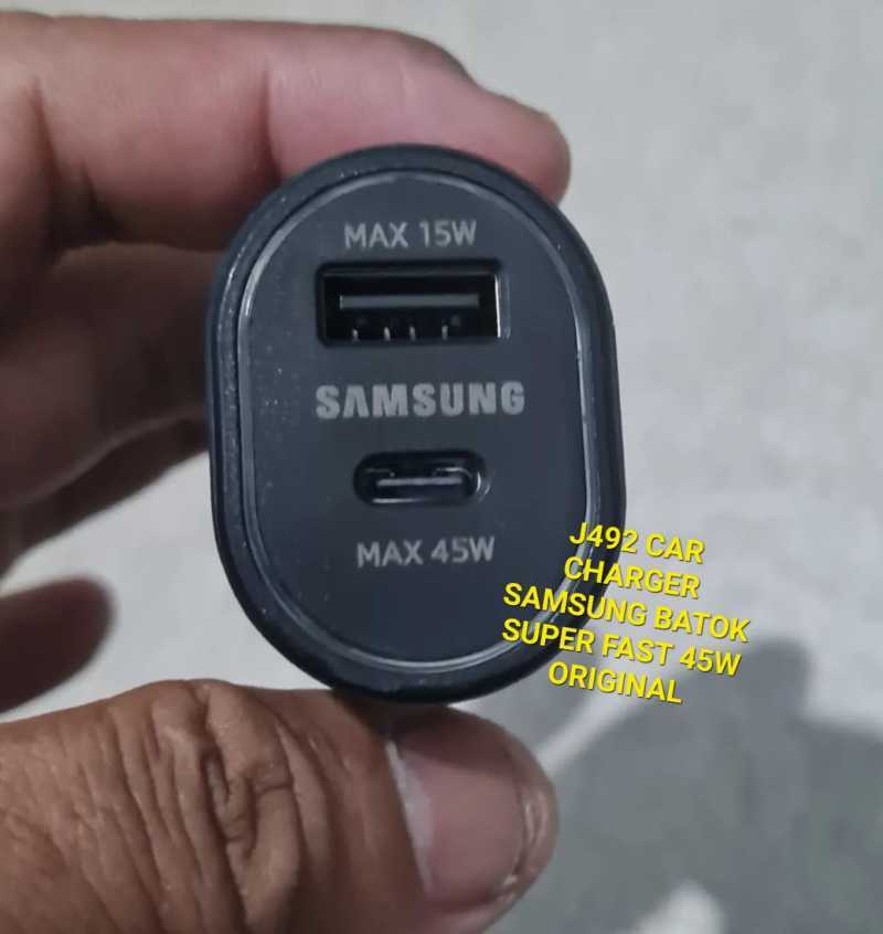Jual J492 Ori Adaptor Samsung Batok Car Charger Mobil Super Fast Charging 45w Kepala Dual Port ...