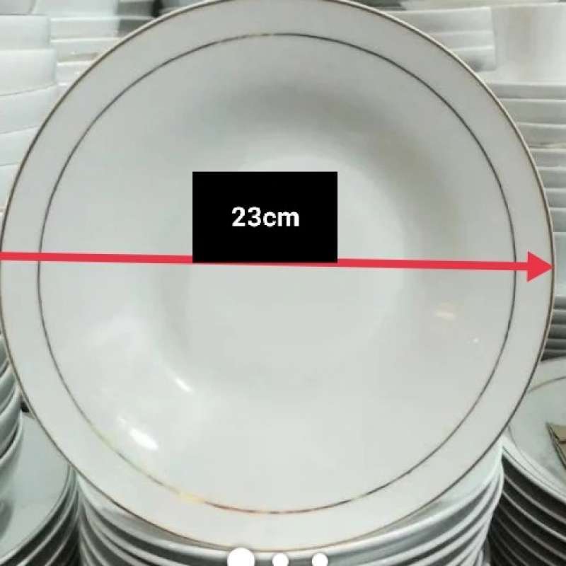 Jual Piring makan keramik diameter 9 inc(23cm Lis emas harga LUSINAN di ...