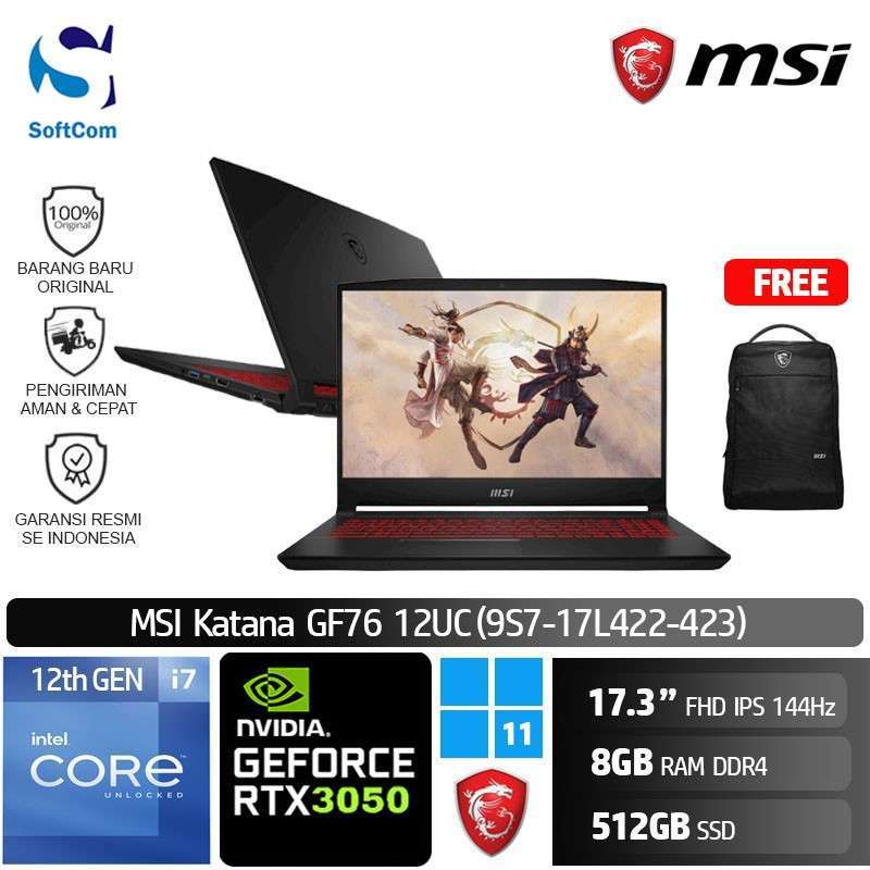 Promo Msi Katana Gf76 12uc 423 Laptop Gaming [core I7-12700h/8gb/512gb ...