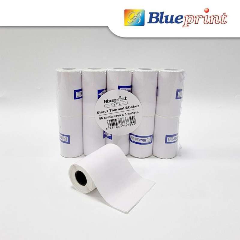 Jual Direct Thermal Sticker Label BLUEPRINT 58x5 Meter Continuous di ...