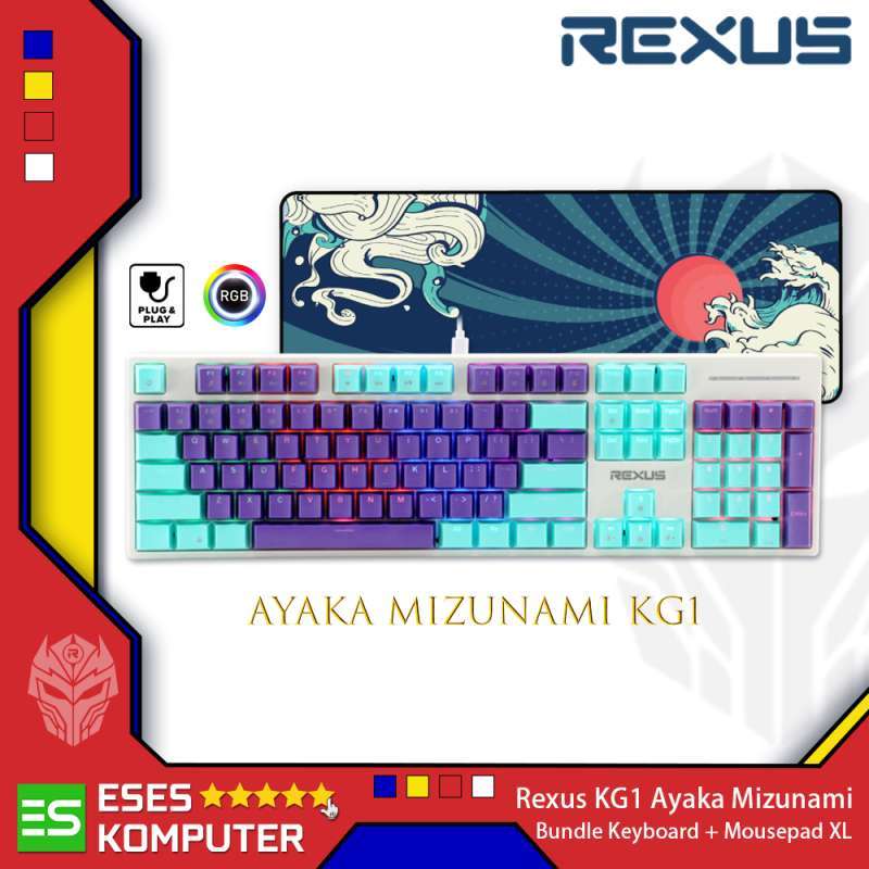 Jual Keyboard Rexus KG1 Ayaka Mizunami Deskmat & Keyboard Bundle Gaming ...