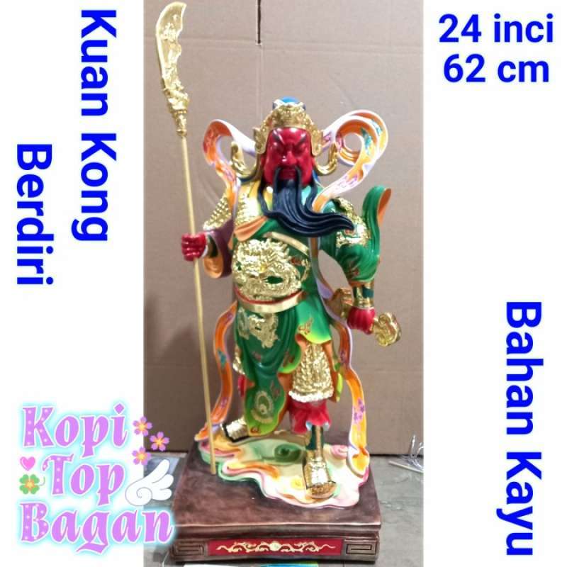 Promo Dewa Kuan Kong Kwan Te Kong Guan Yu Kuankong berdiri 24 in kayu ...