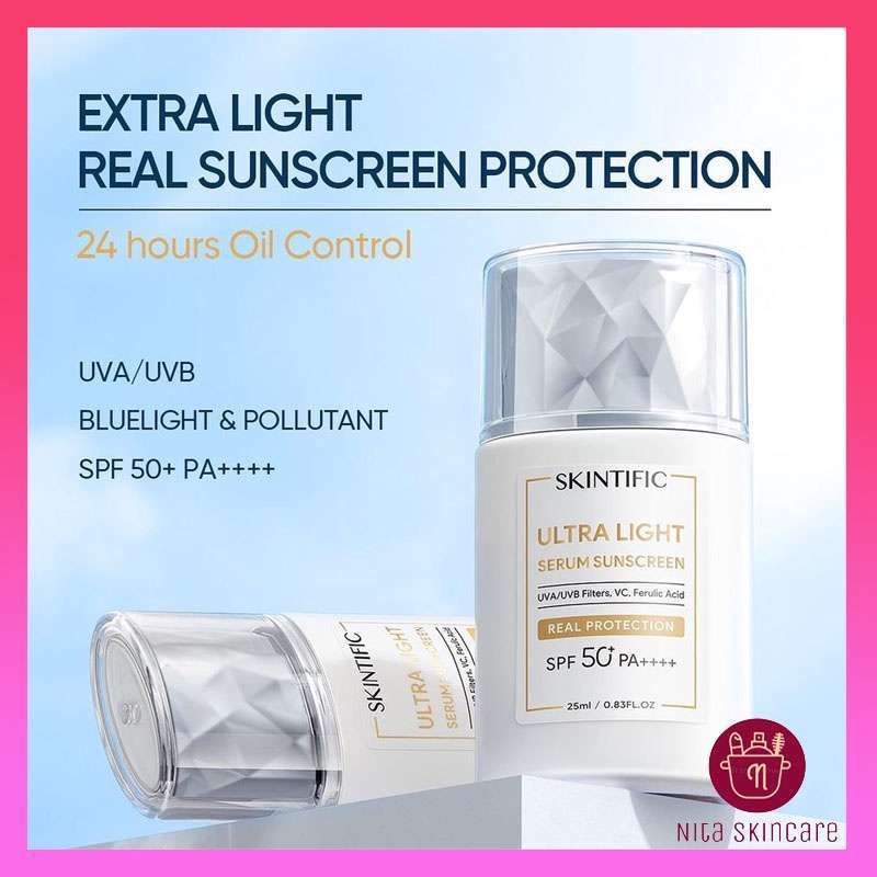 Jual SKINTIFIC Sunscreen Ultra Light Serum SPF50 PA+++ Perlindungan UV 25ml/membantu mencerahkan ...
