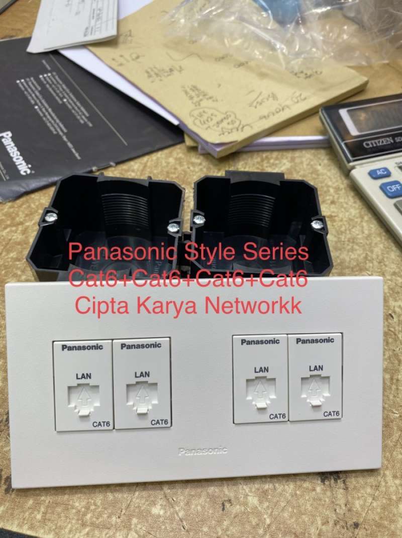 Promo Stop Kontak / Outlet Panasonic Style Cat6+Cat6+Cat6+Cat6 Wej24886 ...