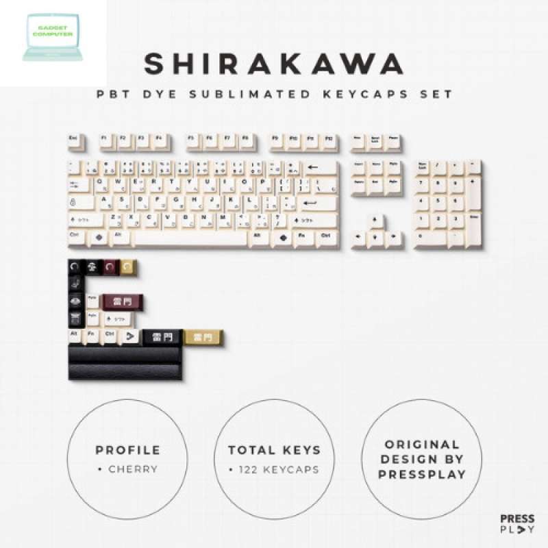Promo Press Play Shirakawa PBT Dye Sub Keycaps Set 122 Keys Japanese ...