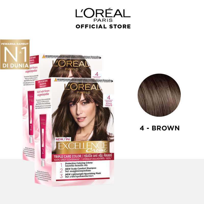 Jual L'Oreal Paris Excellence Creme Hair Color [Twin Pack / 2 pcs] #4 ...