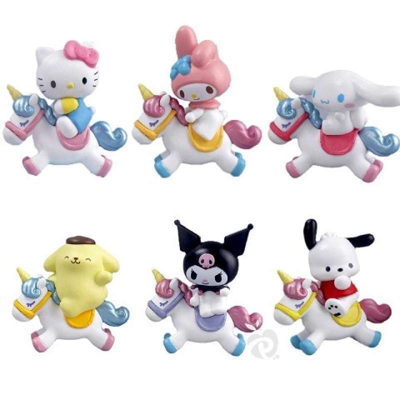 Promo Hello Kitty Melody Carousel Figure Set 6 Mainan Miniatur Topper ...